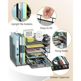 Eastappli Desk Organizer with File Holder, 5-Tier Paper Letter Tray Organizer with Drawer and ...