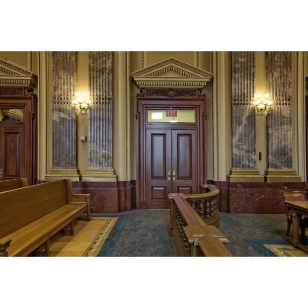 Print: West Courtroom, Entry Door, Howard M. Metzenbaum U.S. Courthouse ...