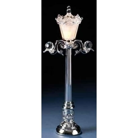 Icy Crystal Battery Operated LED Lighted Christmas Village Silver Lamp ...
