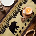 Black Bear Table Runner, Vintage Animals Farmhouse Pine Brown Forest ...
