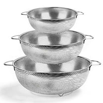VeSteel Colander Set of 3, Stainless Steel Micro-Perforated Colanders ...