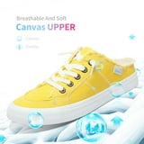 Obtaom Women Canvas Mules Memory Foam Clipper Fashion Sneakers ...