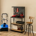 Costway Multipurpose Garage Workbench with 4 Shelves, Peg Board Hook Kit, and Tool Storage ...