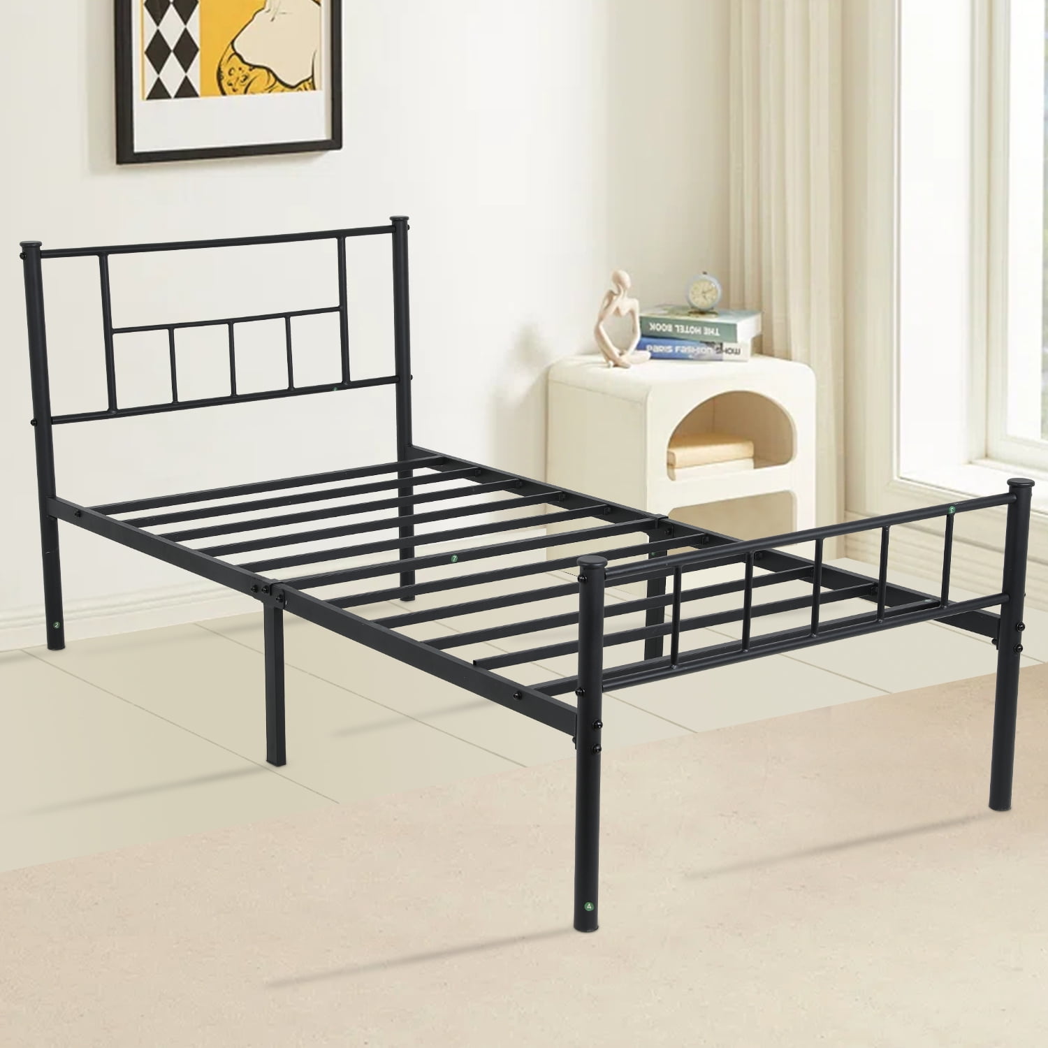 Metal Platform Bed Frame Mattress Foundation Heavy-Duty Steel Slat ...