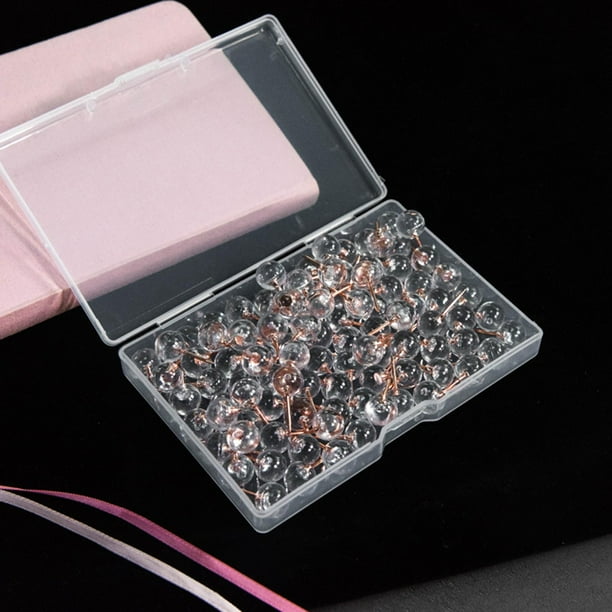 100 Rose Gold Push Pins Thumb Tacks, Transparent Round Head Tacks for ...