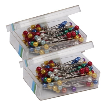 100 Piece Red White Sewing Pins Ball Glass Head Pins Straight Quilting ...