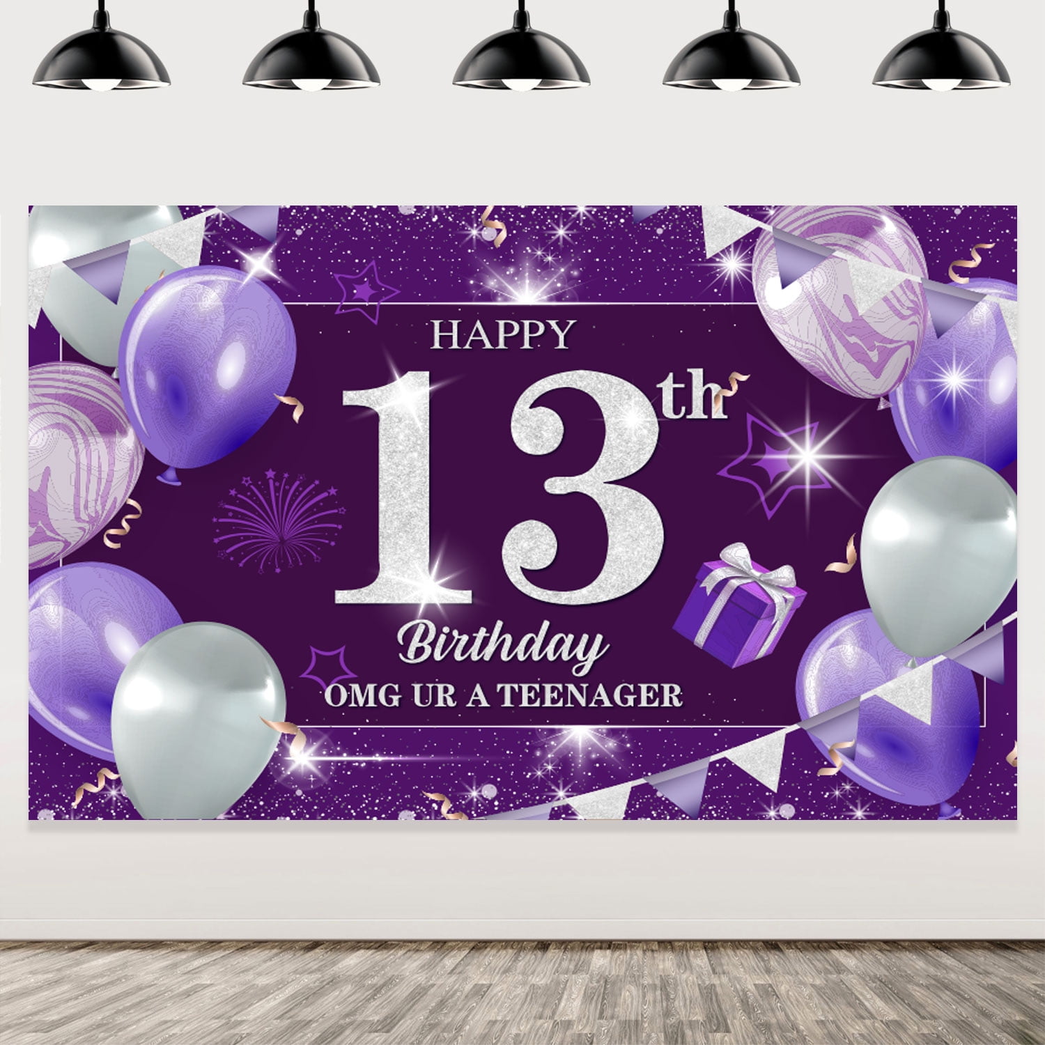 Happy 13th Birthday Banner Backdrop, 13 Years Old Birthday Decorations ...