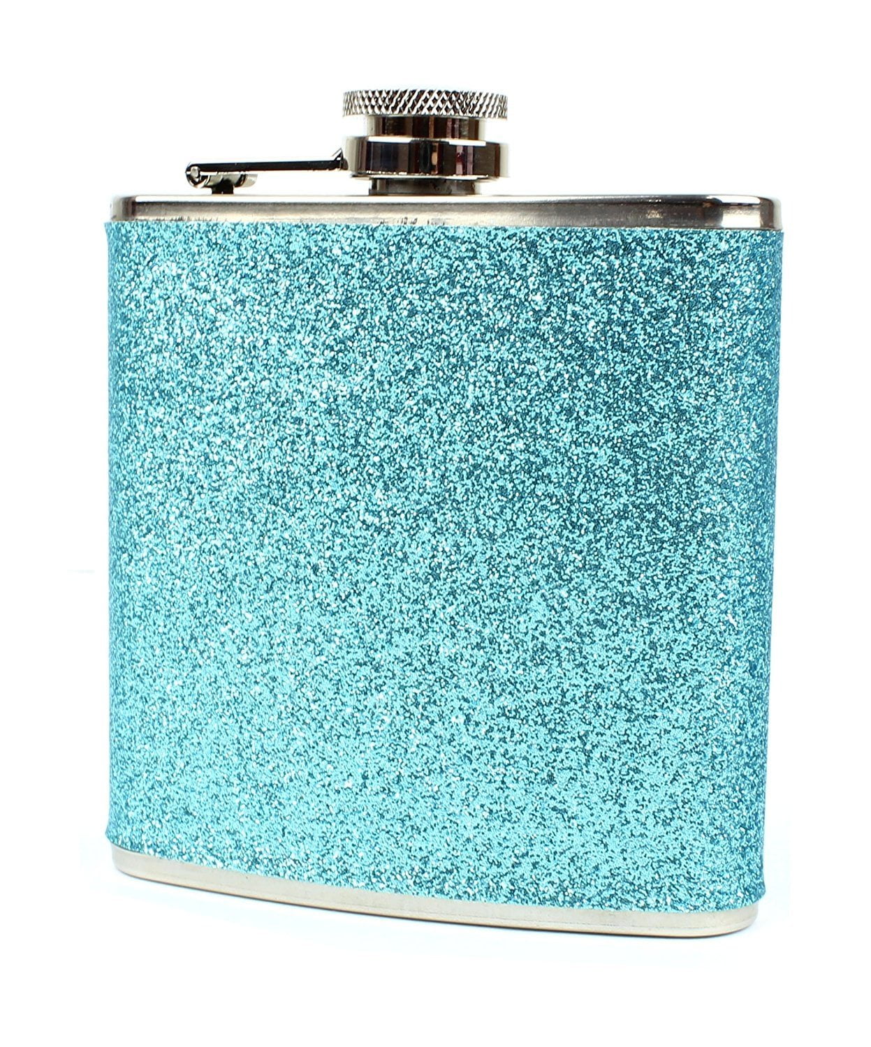 Stainless Steel With Colorful Glitter Hip Flask - Stores 6 Ounces Blue ...