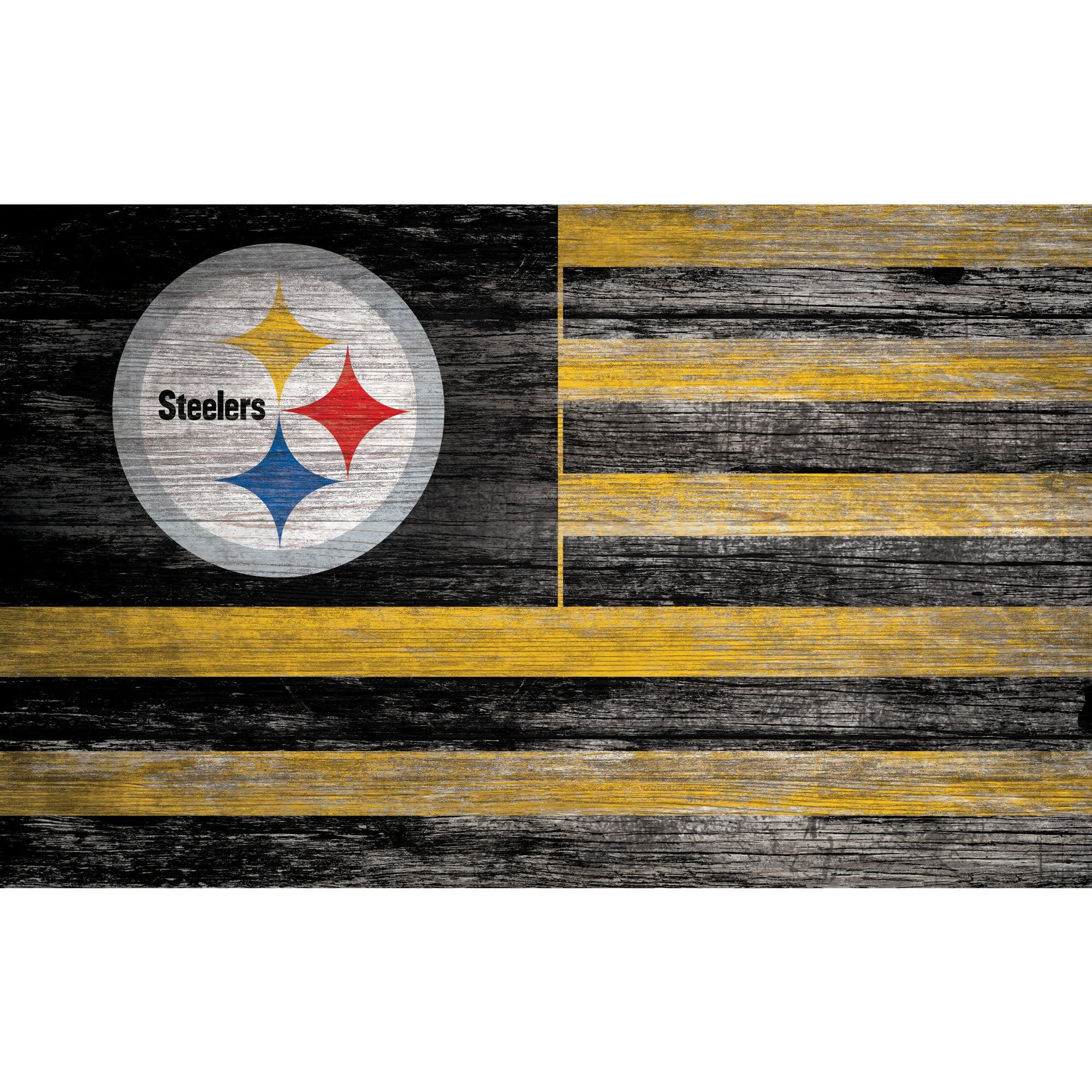 Pittsburgh Steelers 11'' x 19'' Distressed Flag Sign - Walmart.com ...