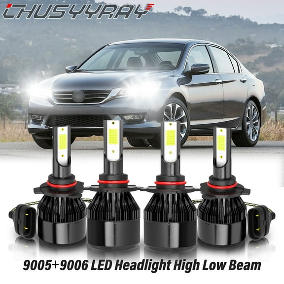 For Honda Accord 2008-2017 6000K White 4PC LED Headlight Hi-Low Beam ...