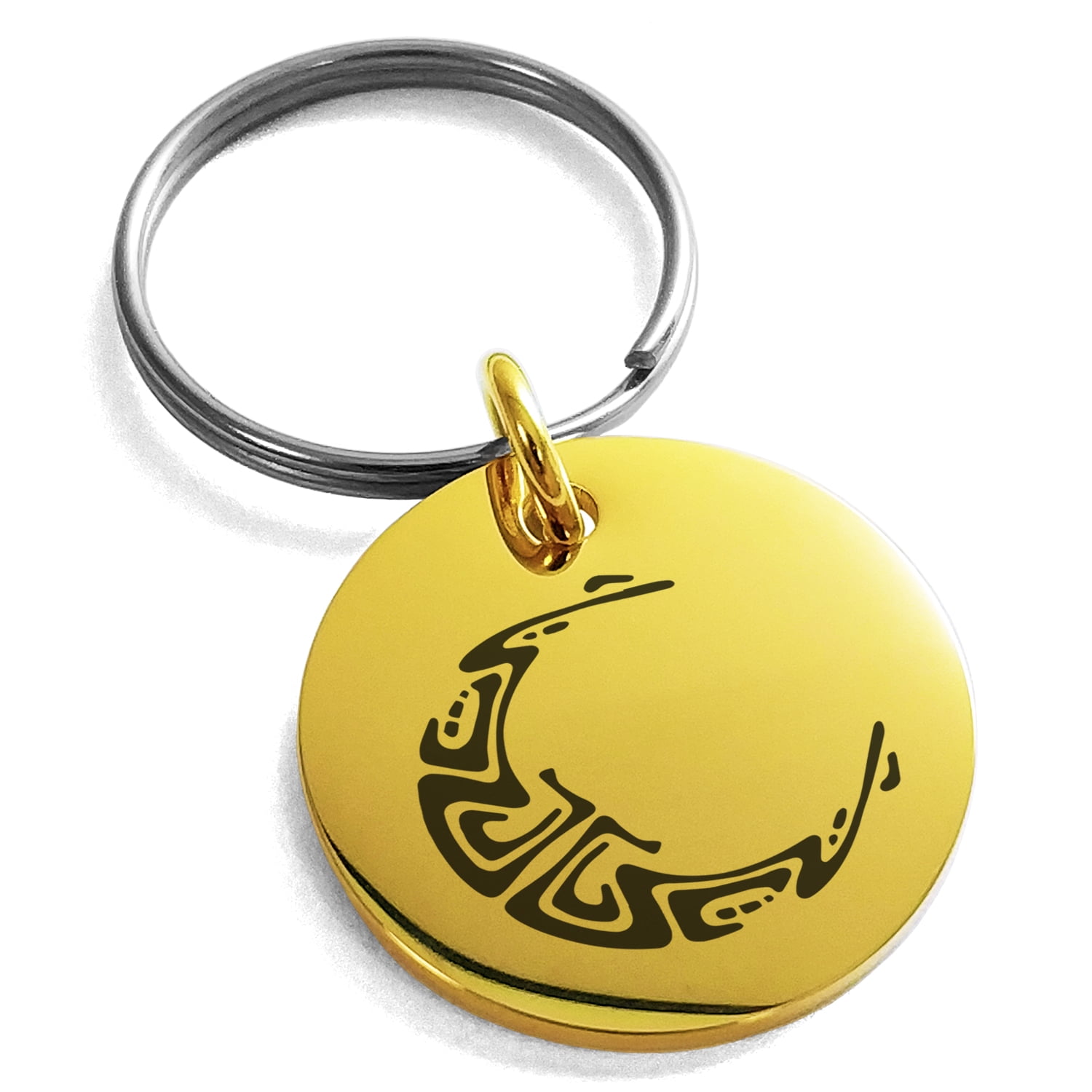 Stainless Steel Mayan Crescent Moon Rune Engraved Small Medallion ...