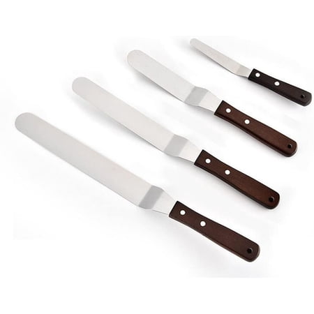 Set of 4 Steel Angled Icing Spatula, Bent Pastry Spatulas, Kitchen ...