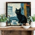8x8 Inch Framed Wood Wall Art, Fluffy Black Cat with Yellow Eyes Snowy ...