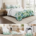 90x96in Quilt Bedding Set, Spring Pastoral Watercolor Flower Leaves ...