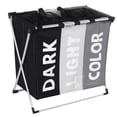 Laundry Cloth Hamper Sorter Basket Bin Foldable 3 Sections with ...