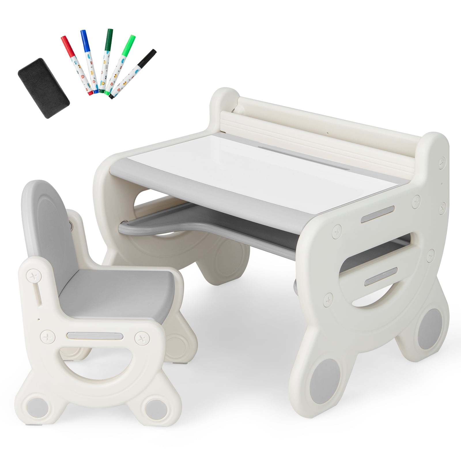 Click here for Costway Kids Drawing Table & Chair Set For Reading... prices