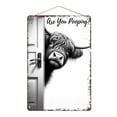 16."X12" Vintage Highland Cow Metal Sign Compact Restroom Sign Hanging ...