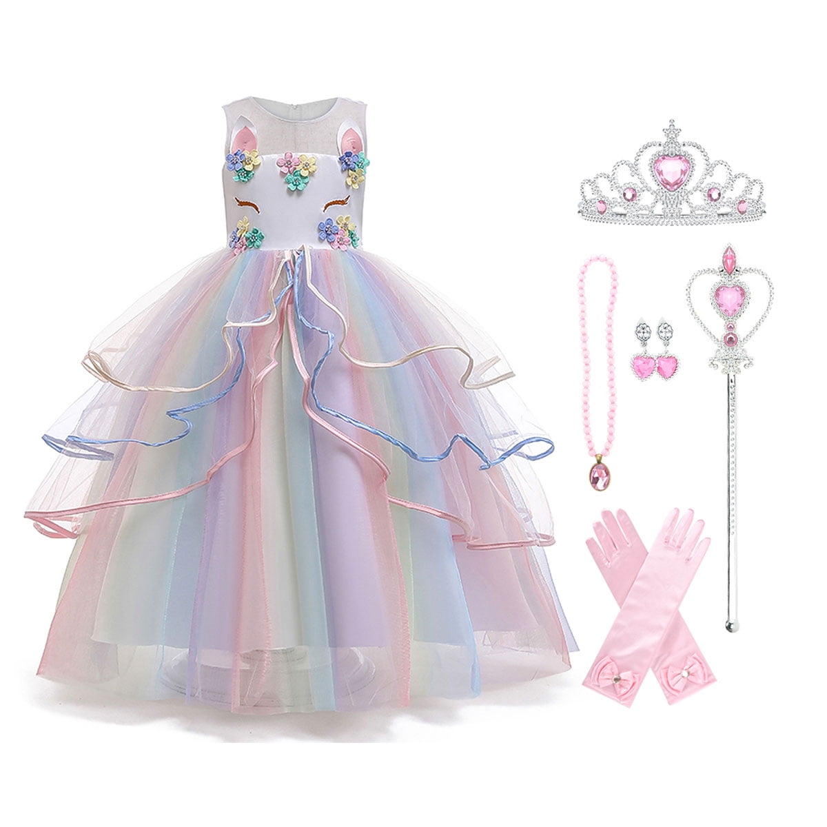 Click here for Ekids Princess Girl Dress Long Tulle Gown Flower G... prices