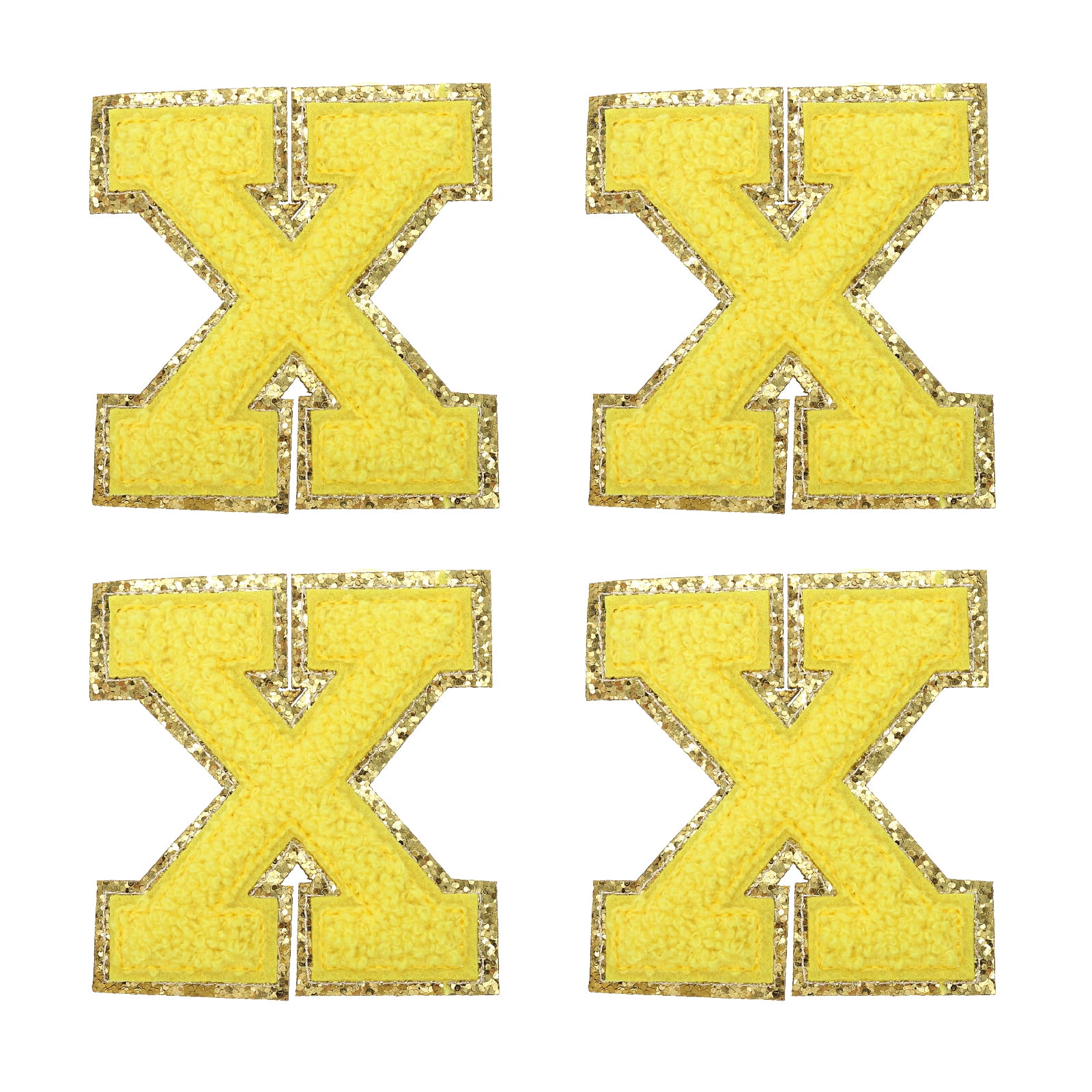 4uds Chenille Letra Parches Termoadhesivos Letra Parches Amarillo X ...