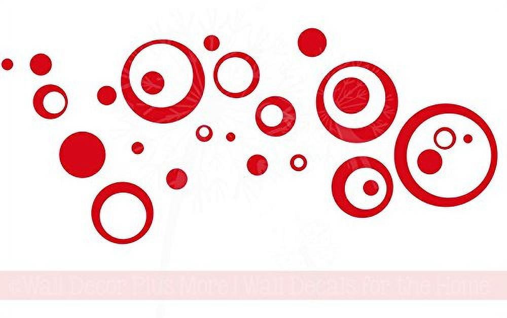 Wall Vinyl Sticker Decal Circles and Rings, 30-Piece, Cherry Red ...