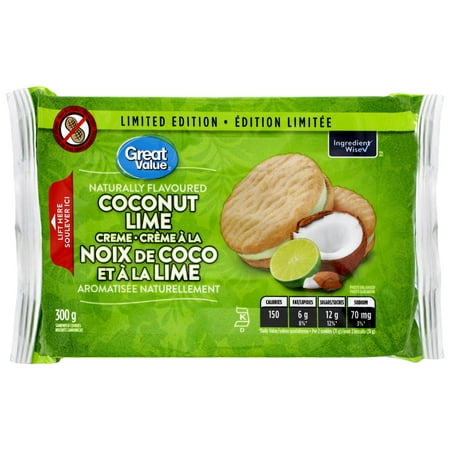 Great Value Naturally Flavoured Coconut Lime Creme Sandwich Cookies ...