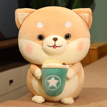 Kawaii Bubble Tea Dog Plush Toy Stuffed Animal Food Body Pillow Cup ...