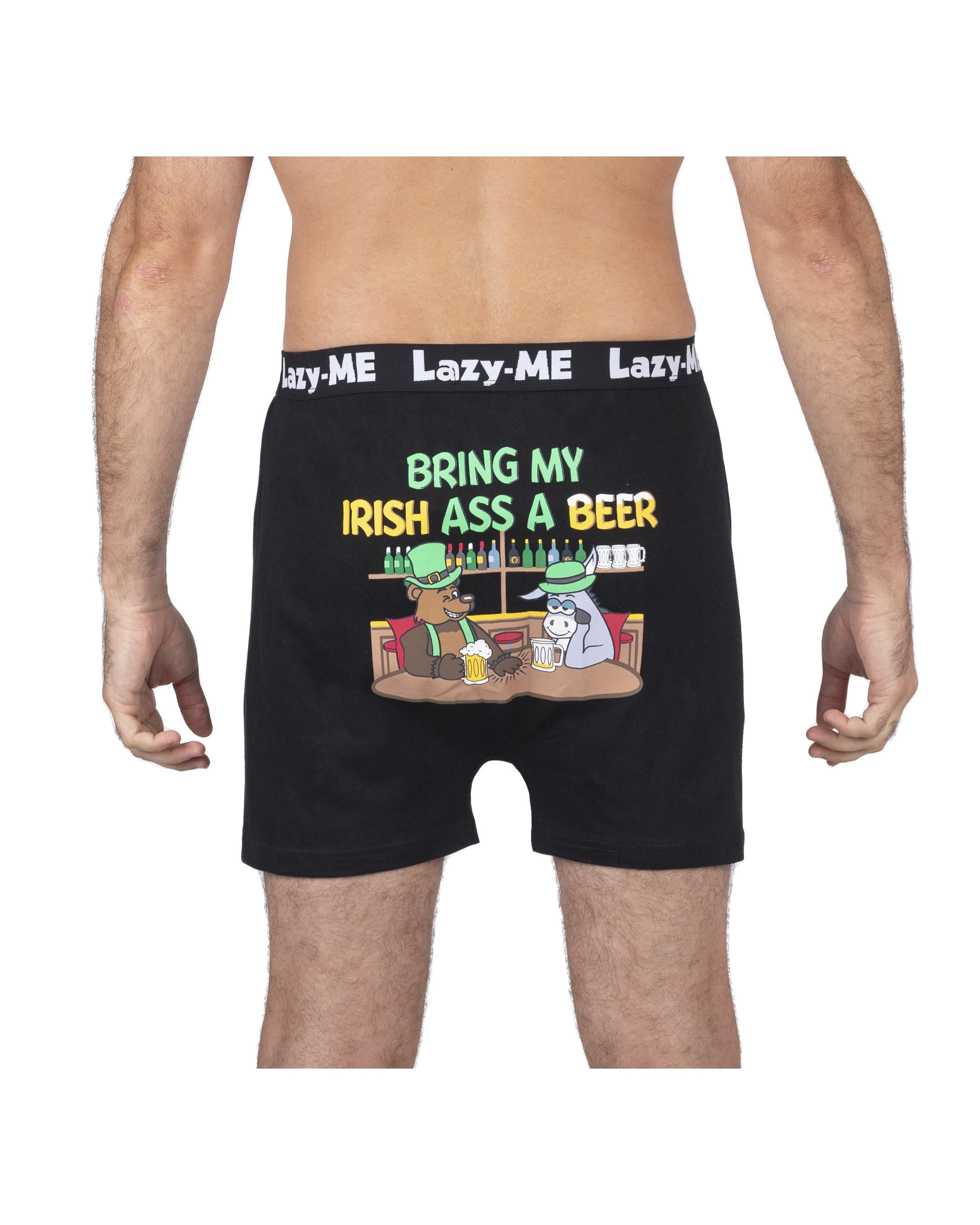 Lazy-Me Mens Funny Novelty Boxer Shorts, Black, Beer Mugs, Beer Mugs ...