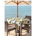 Lemons Square Outdoor Tablecloth with Umbrella Hole Watercolor Summer ...