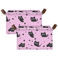 Black Cat Pink Pattern Collapsible Storage Bin Open Home Shelf Basket ...