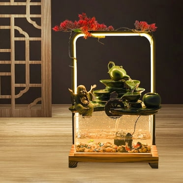 CUTICATE Resin Indoor Water Fountain Waterfall Simulation Plant Vase ...