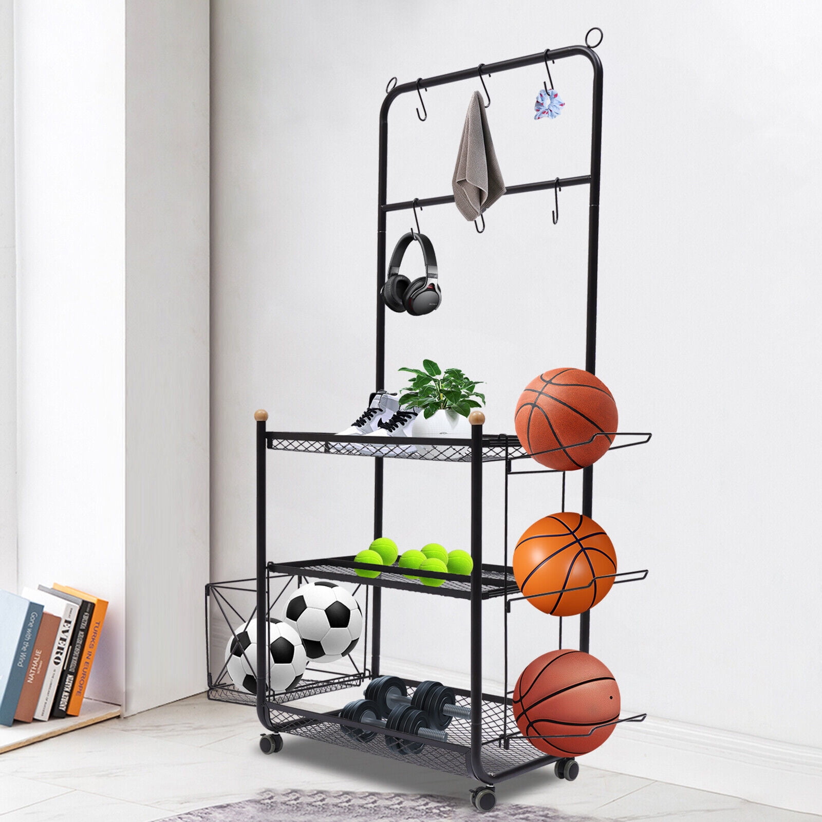 Fichiouy Garage Sports Equipment Organizer Storage Hanging Hooks ...