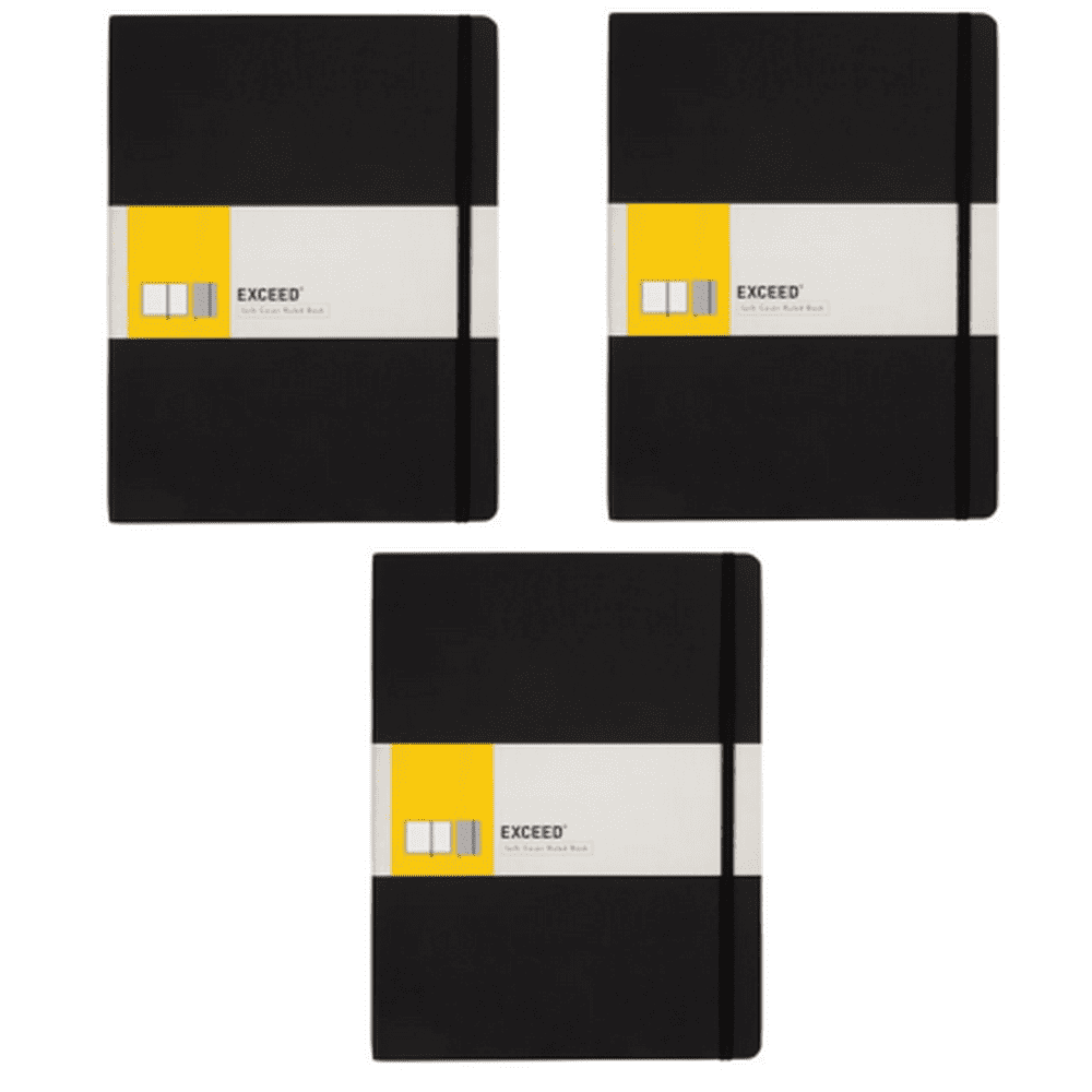 (3 Pack) Exceed Ruled Classic Notebook, Black, Large, 7.5" x 9.75 ...