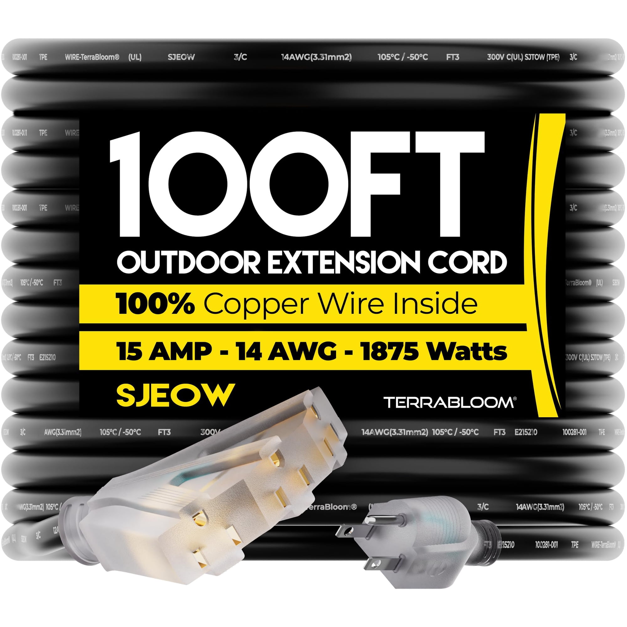Click here for Terrabloom 14/3 Heavy Duty Extension Cord 100 Ft O... prices
