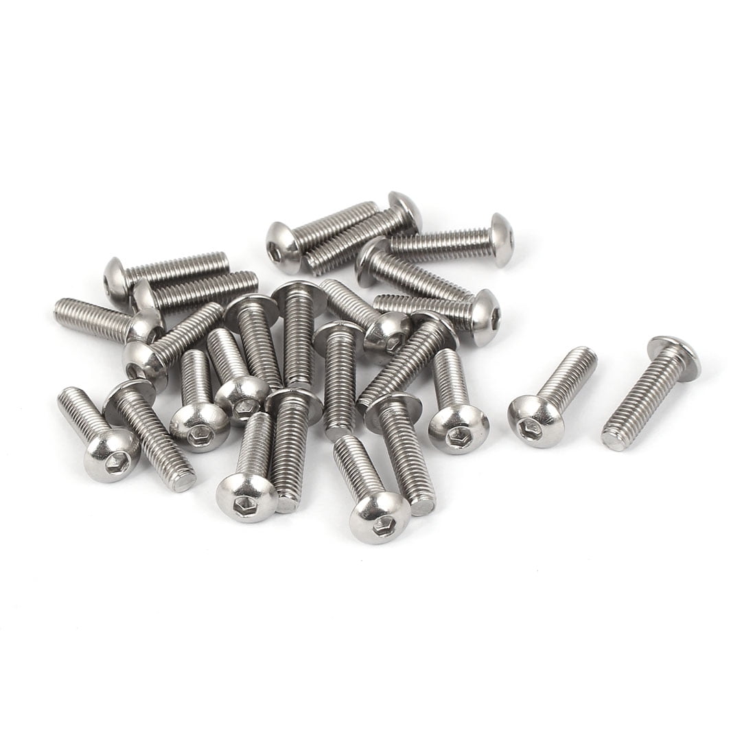 M5 x 18mm Full Thread Button Head Socket Cap Screw Silver Tone 25 Pcs ...