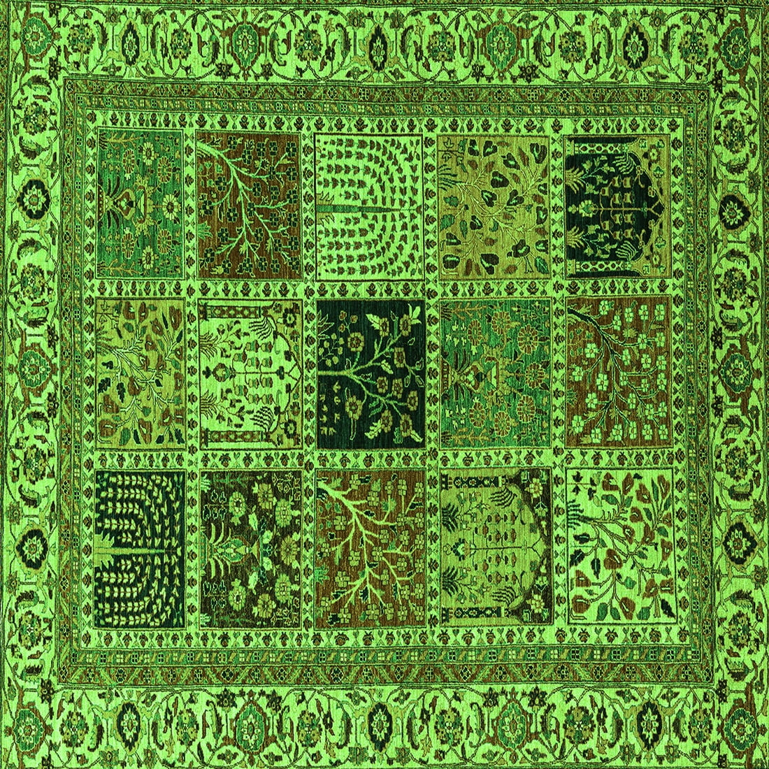 Ahgly Company Indoor Square Abstract Green Modern Area Rugs, 8' Square ...