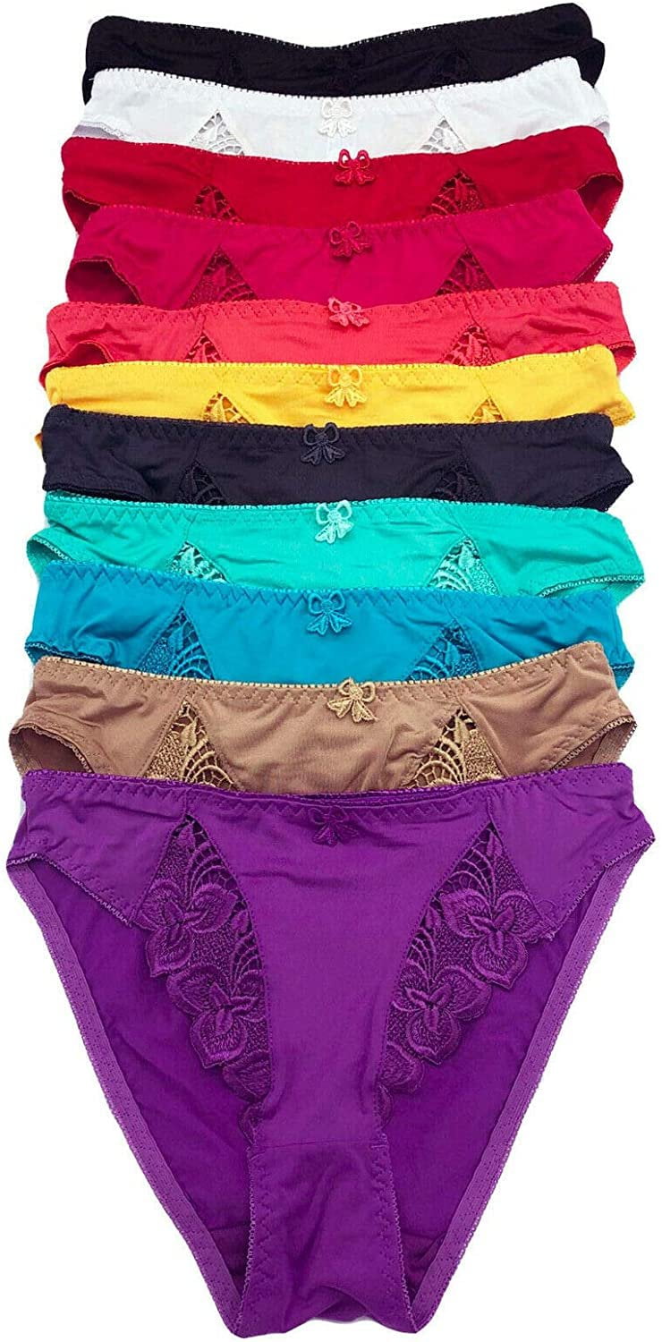 12 pieces Women Adult Hi-Cut Bikini Underwear Tanga Panty S to XL ...