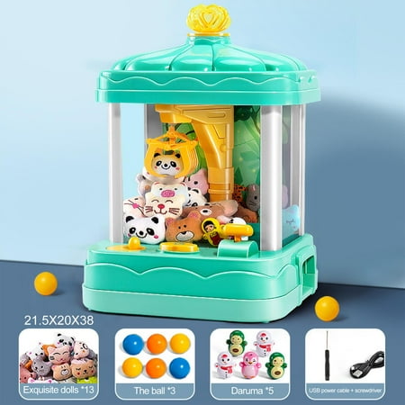 Mini Plush Toys Claw Machine with 13 Dolls Claw Toy Adjustable Sounds ...