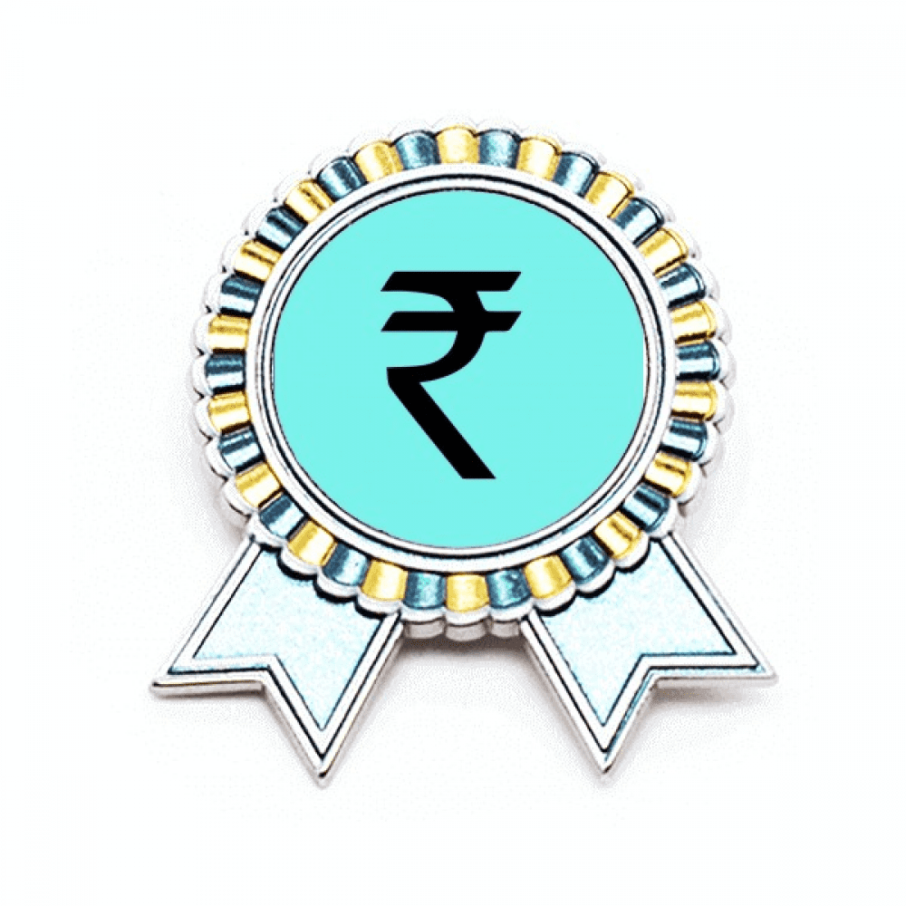 Símbolo de moneda RS re INR Insignia broche Medalla ganadora | Bodega ...