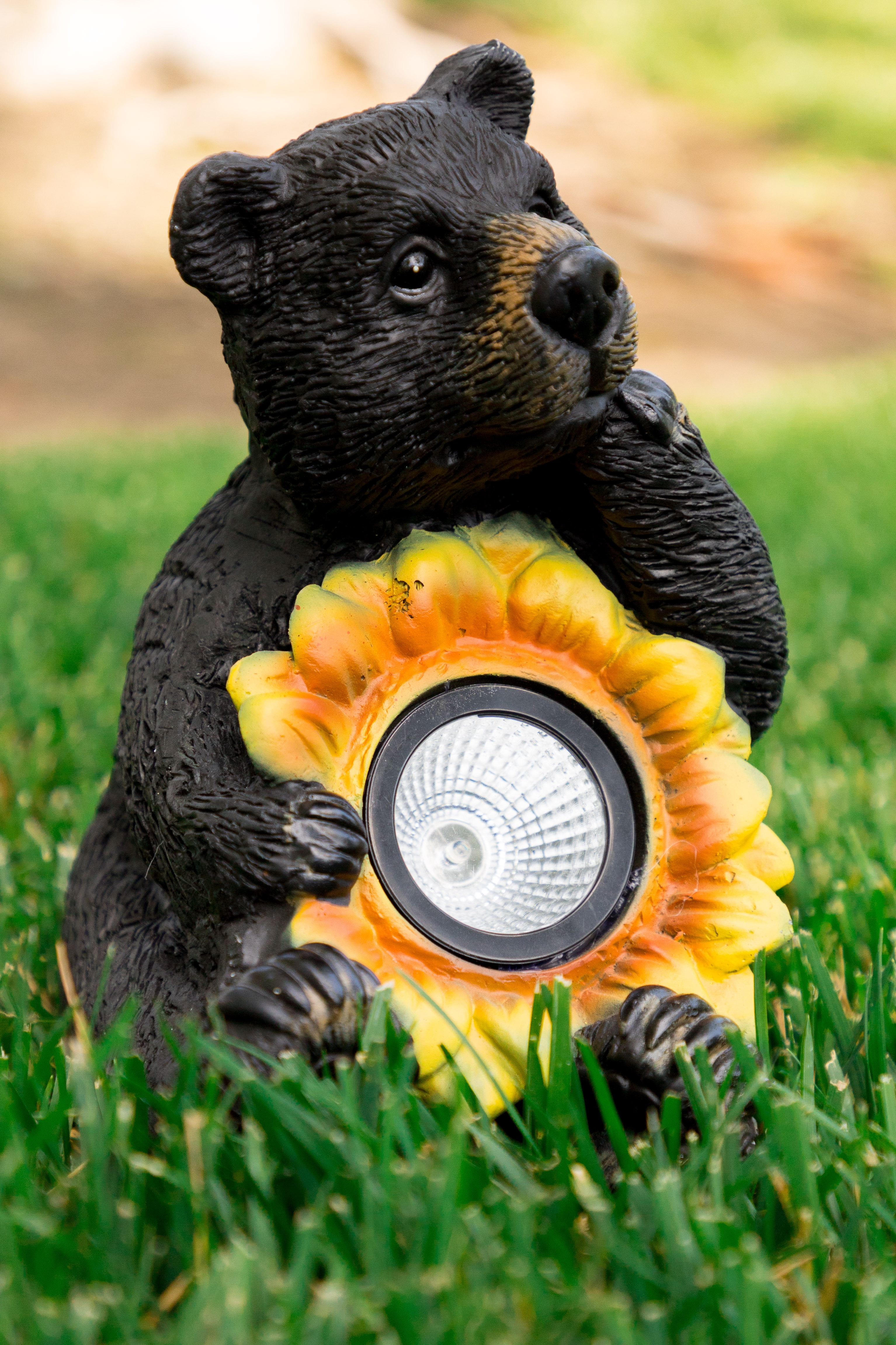 Alpine Solar Bear with Sunflower Statuary, 10 Inch Tall - Walmart.com