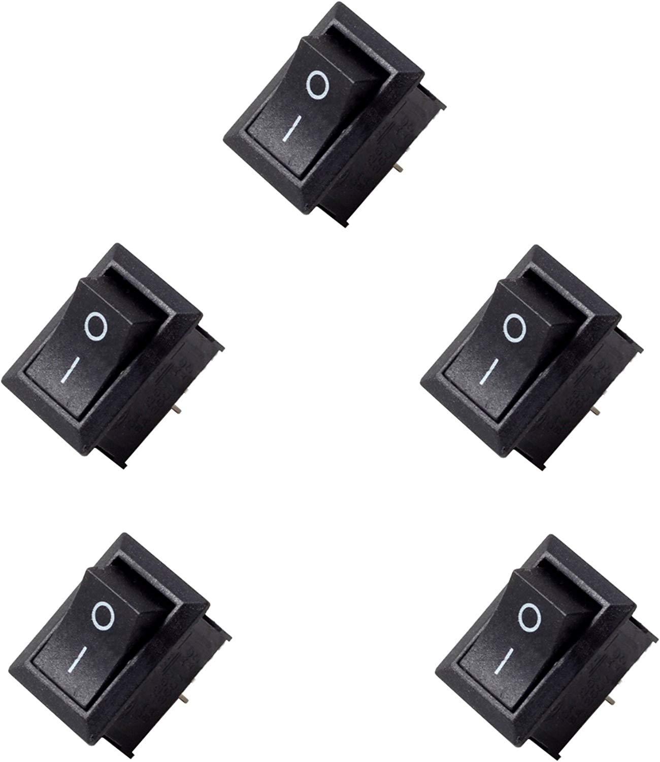 Rocker Switch 2 PIN ON-OFF SPST 125VAC/10A 250VAC/6A 21x15mm Black KCD1 ...