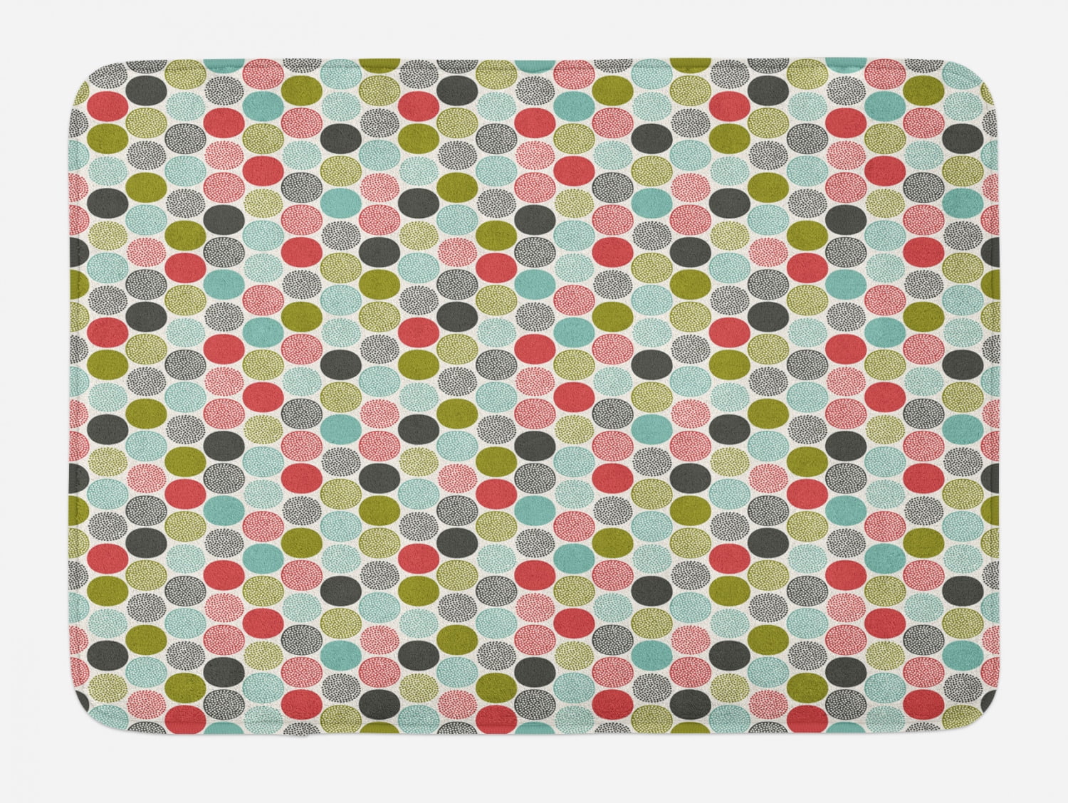 Colorful Bath Mat, Abstract Circles and Dots Doodle Style Retro Fashion ...