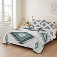 Boho Aztec Turquoise Geometric 3 Pieces Quilt Set,1 Quilt with 2 Shams ...