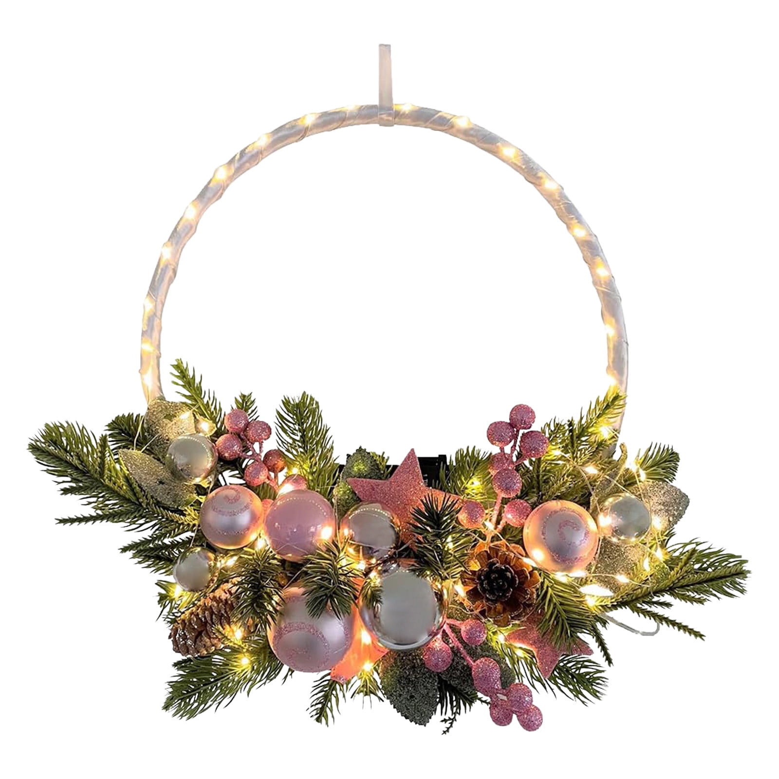 Click here for Binwennn Elegant Pinecone Wreath With Warm Led For... prices