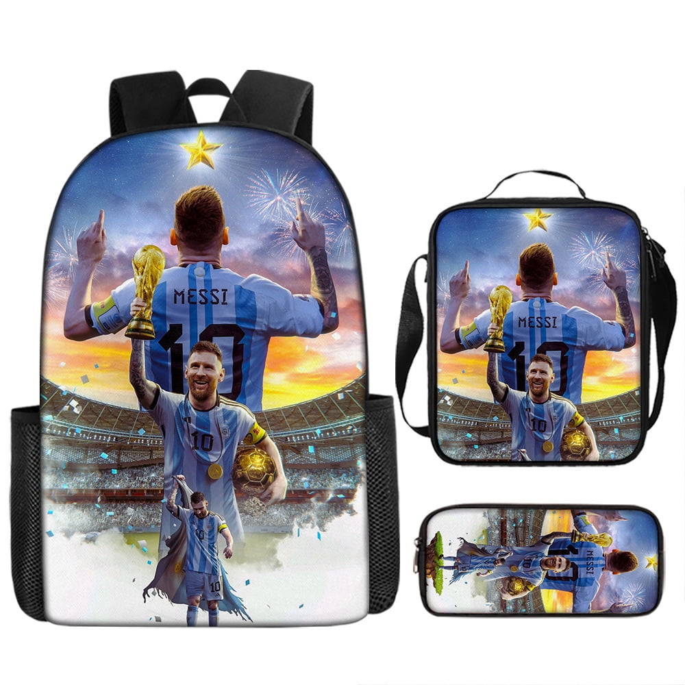 Click here for Football Star Messi Peripheral Backpack Print Thre... prices