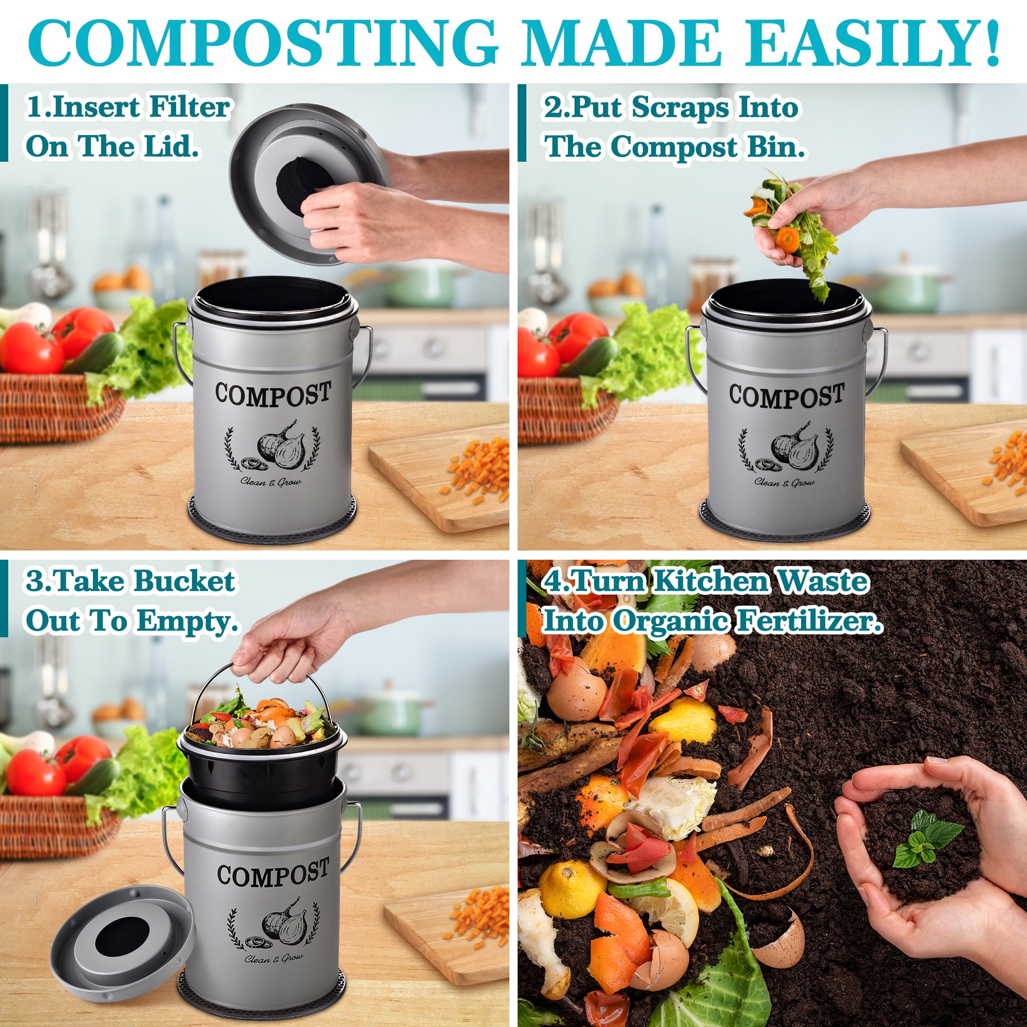 Compost Bin Kitchen Counter,Countertop Compost Bin Philippines | Ubuy