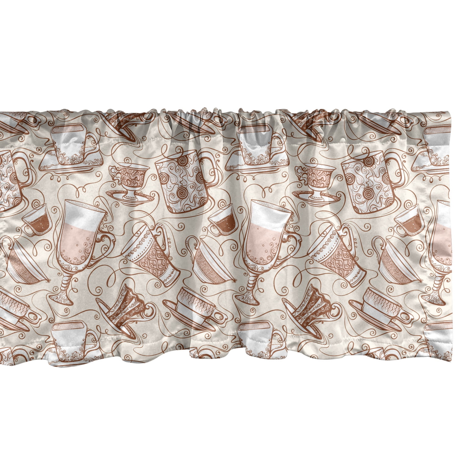 Beverages Window Valance Pack of 2, Alcoholic Drink and Hot Cups of Tea ...