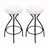 Modern Round Upholstered Backless Dining Chairs Backless Counter Stools ...