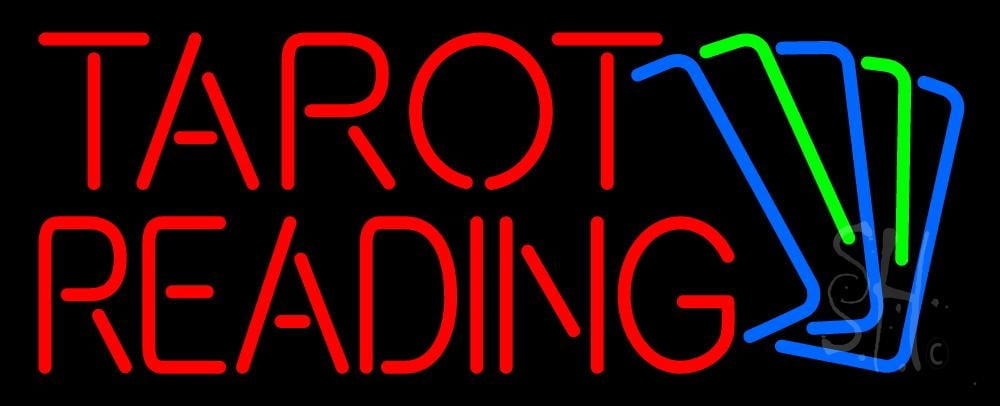Red Tarot Reading With Cards LED Neon Sign 13" Tall x 32" Wide - inches ...