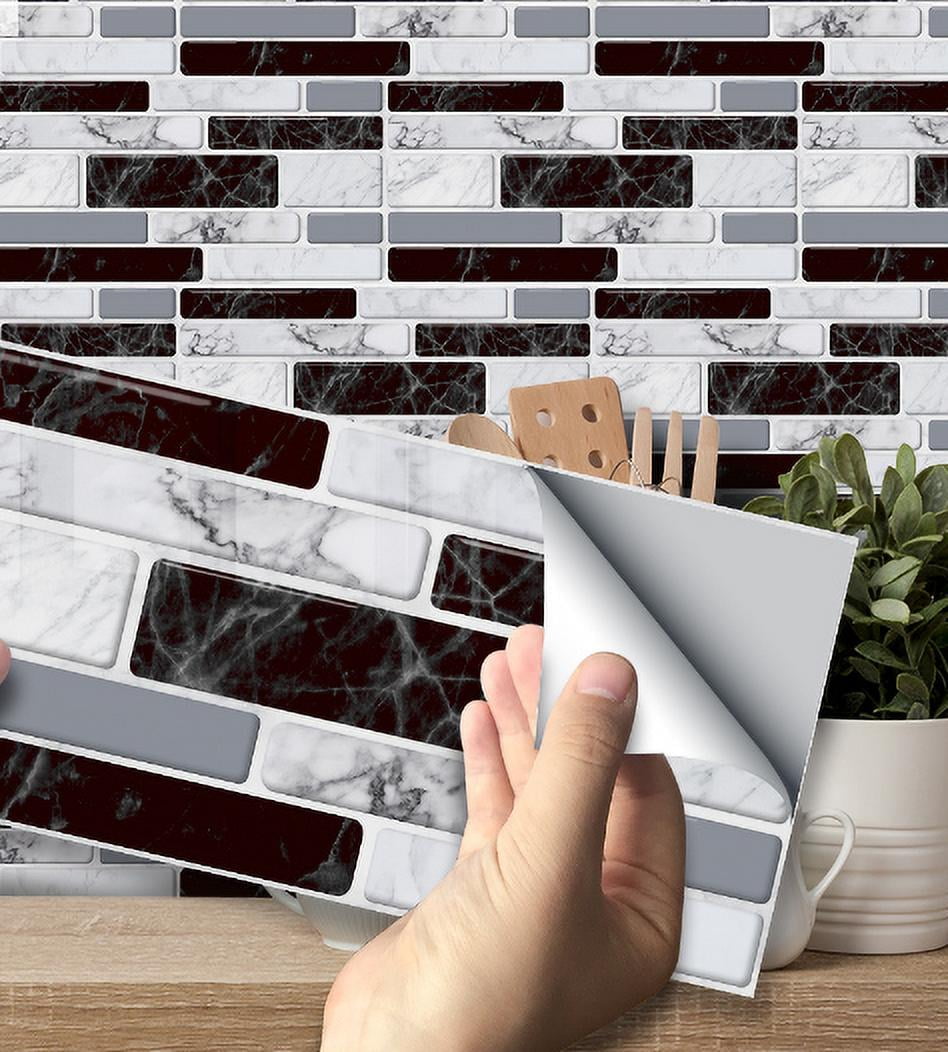 Amerteer 27Pcs DIY 3D Wall Tile Stickers Kitchen Bathroom Mosaic Self ...