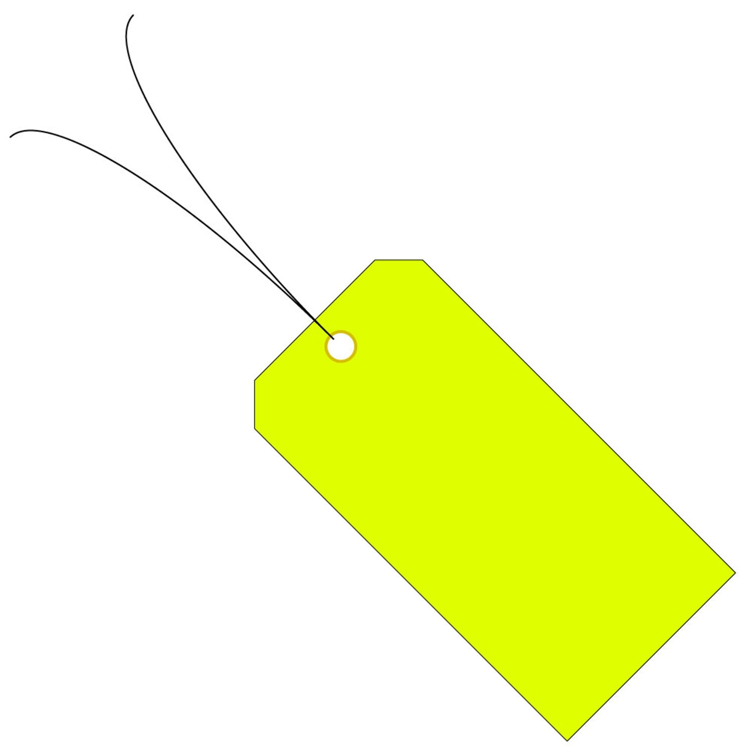 2 x 4 Fluorescent Yellow Waterproof 15mil Plastic Tags (Wired) (50 per ...